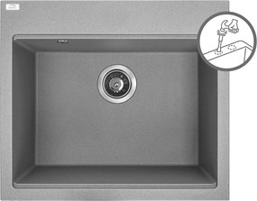 Laveo Tau, 1-komorový granitový dřez 570x500x215 mm, šedá, LAV-SBT_510Y
