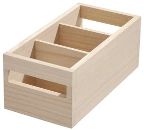 Úložný box ze dřeva paulownia iDesign Wood Handled, 12,7 x 25,4 cm