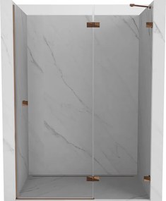 Mexen Lunar, pravé otočné sprchové dveře 140 cm, 8mm čiré sklo, růžové zlato profil, 834-140-000-60-00-P