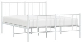Kovový rám postele s hlavovým a nožním čelem bílý 160 x 200 cm,  352550
