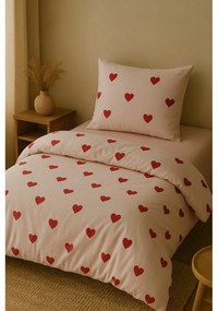 Růžové povlečení na jednolůžko/prodloužené s prostěradlem/3dílné 160x220 cm Red Heart – Mila Home