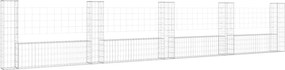 Gabionový koš ve tvaru U s 5 sloupky železo 500 x 20 x 100 cm 151278