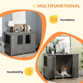 PawHut klec pro psa, klec pro domácí mazlíčky, psí bouda se zámkem, magnetická dvířka, okno, psí bouda, box pro extra velké psy, šedá| Aosom