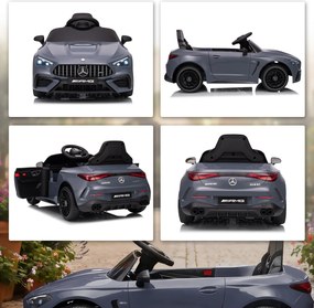 AIYAPLAY Dětské elektrické auto, design Mercedes, 12V motory, dálkové ovládání, LED světla, hudba, pro děti 3-6 let, šedá