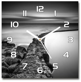 Wallmuralia Skleněné hodiny čtverec Kamenná pláž 30x30 cm