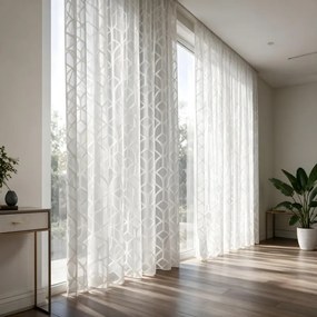 Luxusní žakárová záclona s olůvkem Geometry bílá metráž Ervi 4492