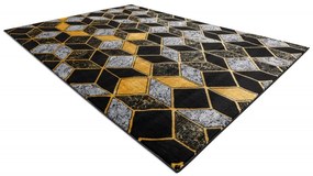 Dywany Łuszczów Kusový koberec Gloss 400B 86 3D geometric black/gold - 180x270 cm