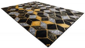 Dywany Łuszczów, Kusový koberec Gloss 400B 86 3D geometric black/gold, 140x190, černá, kancelář