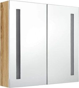 LED koupelnová skříňka se zrcadlem bílá a dub 62 x 14 x 60 cm 326523