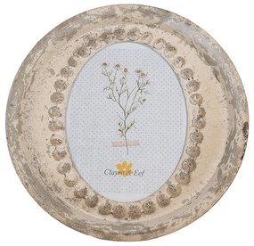 Béžový antik kovový oválný fotorámeček Vintage - Ø 30*4 cm / 18*24 cm