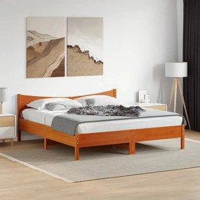 Postel bez matrace voskově hnědá 200 x 200 cm masivní borovice 3216359