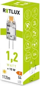 RETLUX RLL 456 G4 1.2 W LED COB 12V / 112 lm / 3000K - teplá bílá
