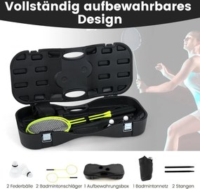 Costway Badminton Net Stand Přenosná hra s raketami Kompletní – černý