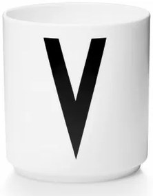 Porcelánový hrnek s písmenem V, bílá Design Letters