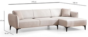 Designová rohová sedačka Beasley 270 cm šedo-bílá - pravá