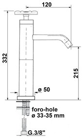 Sapho INDUSTRY stojánková umyvadlová baterie vysoká bez výpusti, výška 332 mm, nikl/černá 5102LTT8