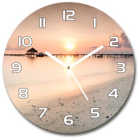 Wallmuralia Skleněné hodiny kulaté Pláž Maledivy fi 30 cm