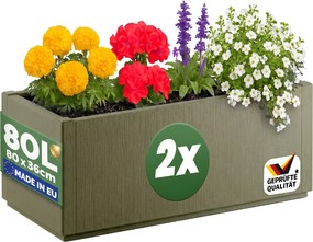 Květináč Ethica sada 2 ks olivově zelená plast 80x36x36cm