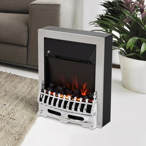 Elektrický krb na zeď LED GOLETO HOMCOM SILVER 1000/2000W