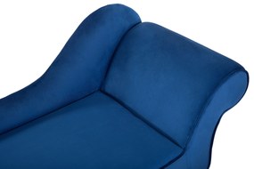 Kobaltově modrá sametová mini-lenoška pravostranná BIARRITZ Beliani