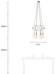 creative cables Lustr cage 3 rodi se 4 závěsnými světly Barva: Matný bronz