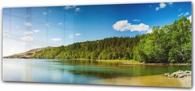 skleněný obraz do obývacího pokoje 137x55 potisk jezero