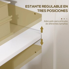 HOMCOM Kuchyňský Kredenc s 3 Dveřmi, Buffet Skříň s Nastavitelnými Policemi pro Jídelnu Moderní Styl 120x40x70 cm Bílá