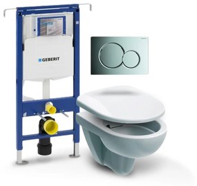 Závěsný WC set Geberit Duofix speciál (modul, tlačítko Sigma 01 chrom, Nova Pro klozet + sedátko) C2G