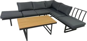 Zahradní set, černá/tmavě šedá/přírodní, ILARIA