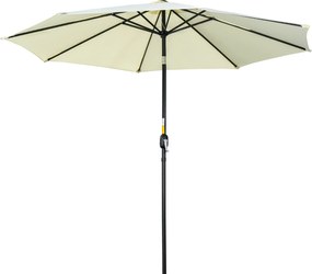 Zahradní slunečník Outsunny s naklápěním a kličkou, 8 žeber, kovová konstrukce a polyester, Ø295x250 cm, béžový | Aosom