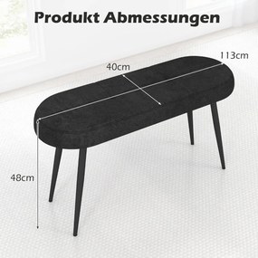 Costway Lavice 113 cm s polštáři a kovovými nohami čalouněná otoman do nosnosti