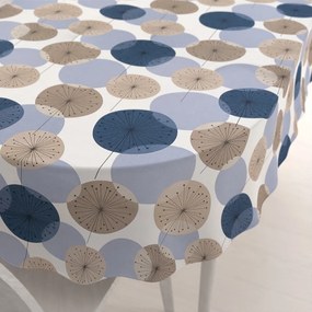 Biante Bavlněný oválný ubrus Sandra SA-446 Modro-hnědé designové pampelišky 100x140 cm