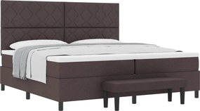 Postel s boxspringem s čelo Tmavě hnědá 200 x 200 cm textil 3344173