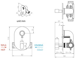Sapho, Podomítkový bidetový ventil s regulátorem teploty a bidetovou sprškou, chrom, JS121-01