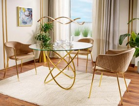 Jídelní stůl Orbit 100 cm čirý/zlatý