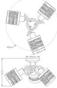 GLOBO TUNNO 15342-3D Stropní svítidlo