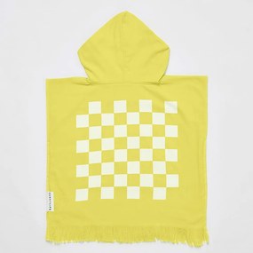Žlutá dětská plážová osuška s kapucí Sunnylife Checkerboard, 3-6 let