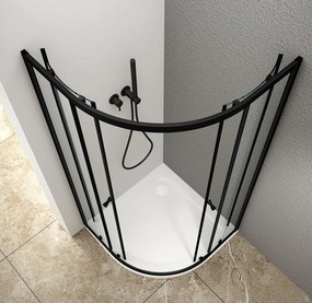 Aqualine Aqualine, ARLETA BLACK čtvrtkruhová sprchová zástěna 900x900mm, čiré sklo, BLS900