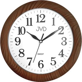 JVD Nástěnné tiché netikající hodiny JVD HX2149.3 v imitaci dřeva