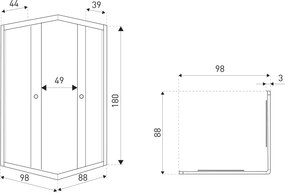 Novoterm Obdélníkový sprchový kout NV-Olga SQ BL 100x90, černý/transparent - bez vaničky
