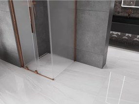 Mexen Velar, sprchový kout s posuvnými dveřmi 100 x 100 cm, 8mm sklo námraza, růžové zlato, 871-100-100-31-55