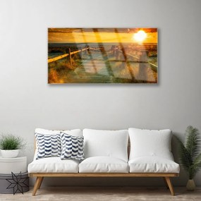 akrylový obraz Západ Slunce Architektura 100x50 cm