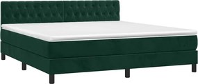 Box spring postel s matrací a LED tmavě zelená 180x200 cm samet 3134600