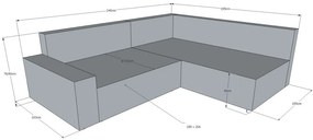 Rohová sedací souprava Beate, světle šedá látka, pravý roh