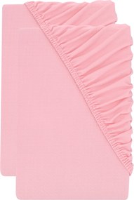 Livarno® Sada žerzejových napínacích prostěradel, 90–100 x 200 cm, 2dílná, světle růžová