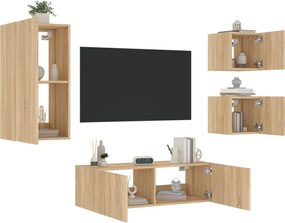 4dílná obývací stěna s LED osvětlením dub sonoma 3216883