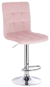 LuxuryForm DESIGN Barová židle TOLEDO VELUR na stříbrné kulaté podstavě - růžová