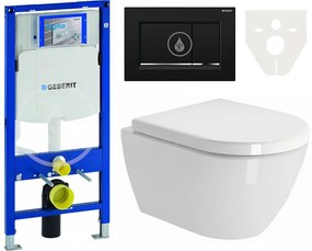 AKCE/SET/LIVERO Geberit - Předstěnová instalace pro závěsné WC, výška 1,12 m s tlačítkem Sigma 20, černá/chrom lesk + PURA závěsná WC mísa, Swirlflus…