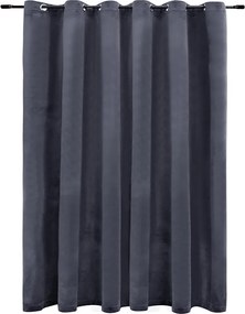 Zatemňovací závěs s kovovými kroužky samet antracit 290x245cm 134499