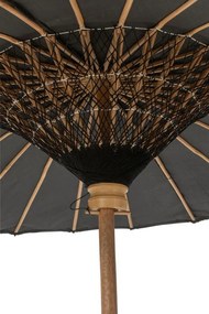 Černý slunečník s dřevěnou tyčí Lorie Wood - ∅ 200*260 cm